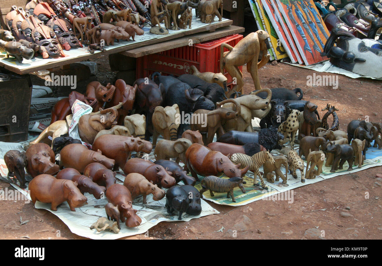 Pilgrims Rest, Mpumalanga, wooden african curios for sale Stock Photo ...