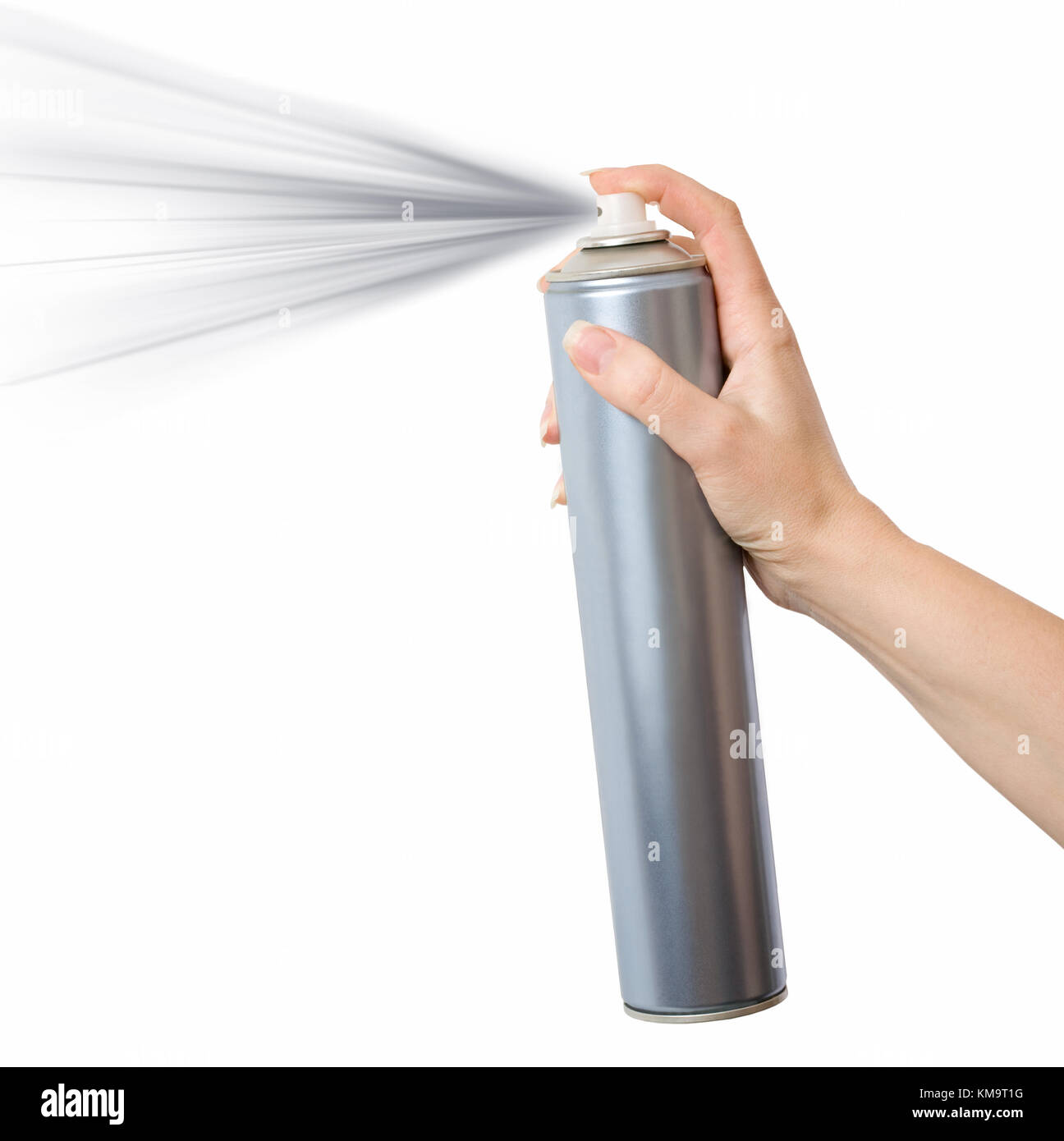 young female hand spraying an aerosol can Stock Photo - Alamy