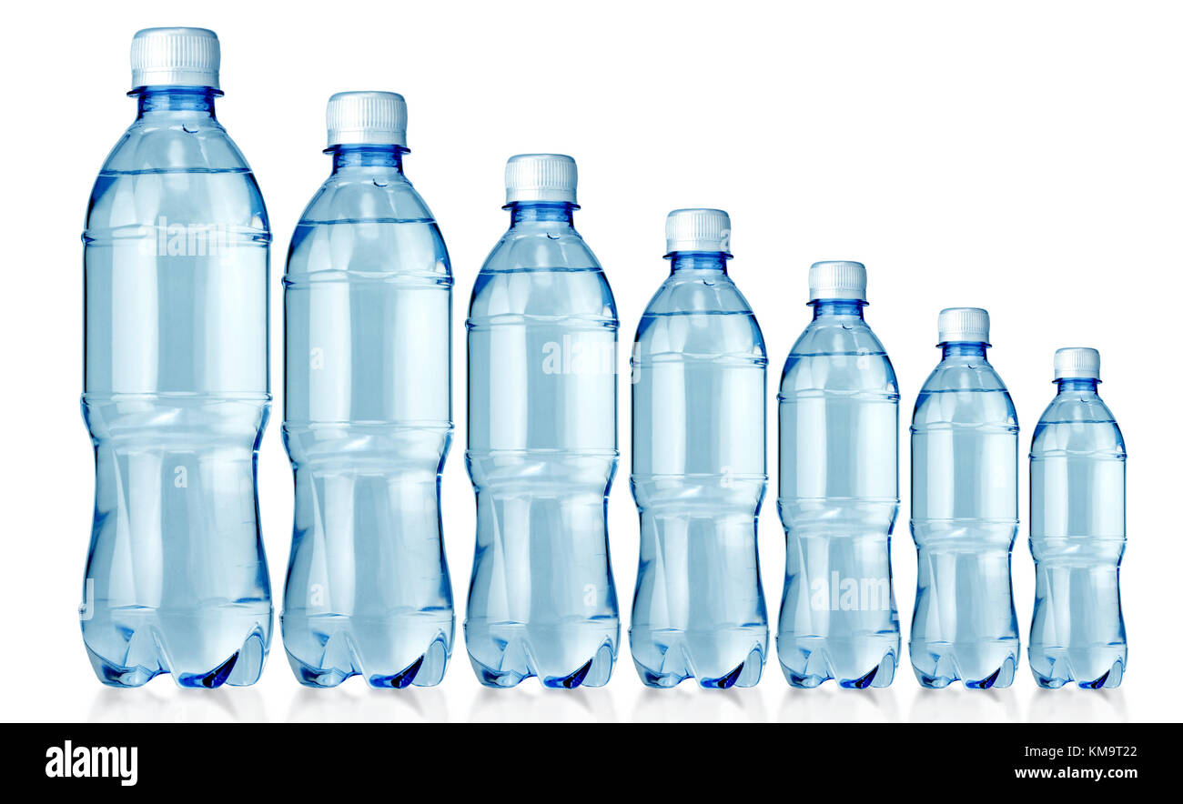 Bottled water in 7 sizes isolated over a white background Stock Photo ...