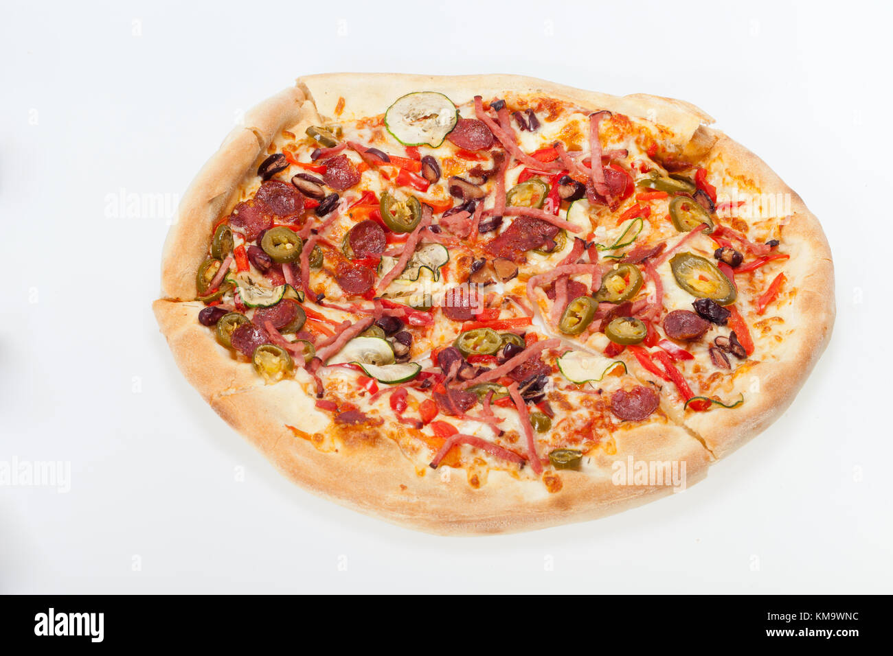 delicious italian pizza isolated over white background Stock Photo - Alamy