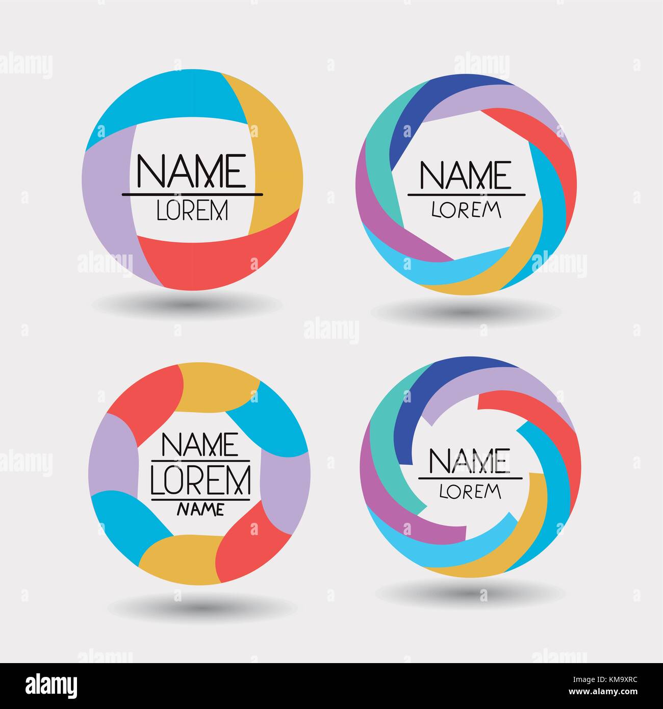 collection of colorful abstract circular symbols on white background ...