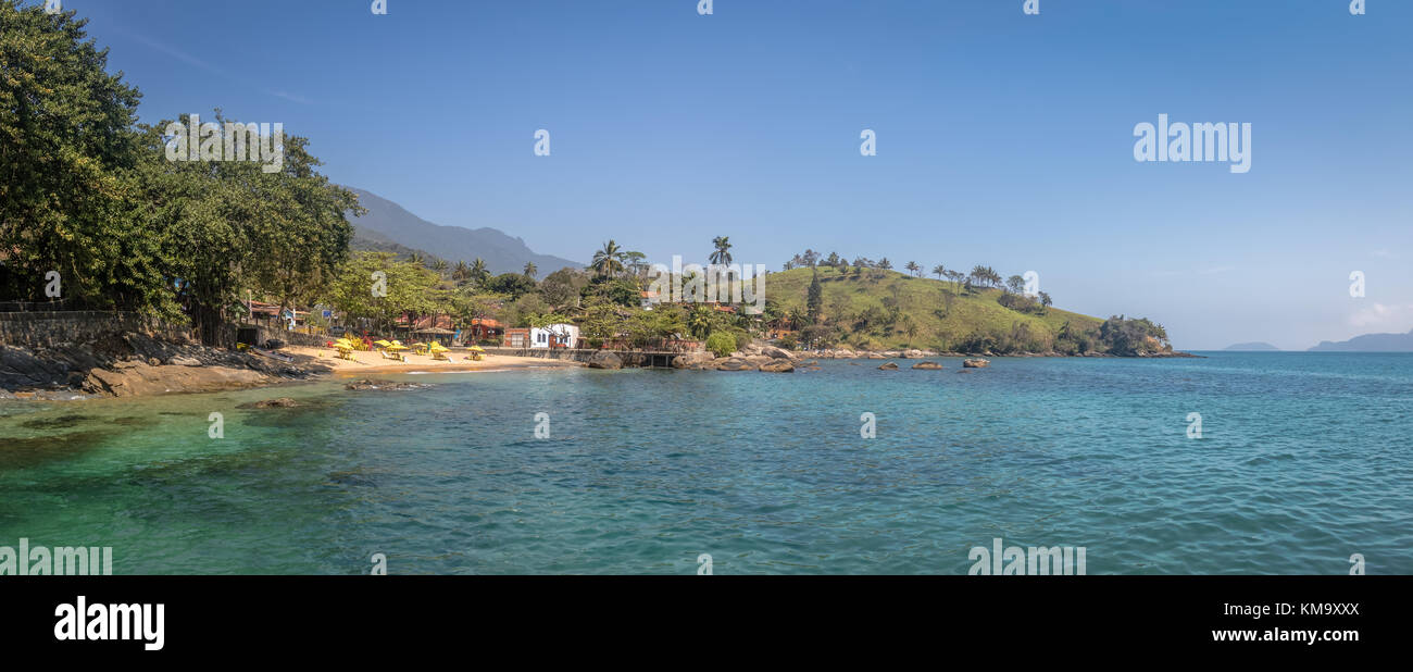 Panoramic view of Praia do Portinho beach - Ilhabela, Sao Paulo, Brazil ...