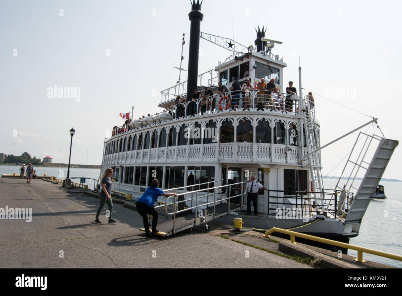 Steam boat Kingston Canada old style paddle boat steamer white arch ...