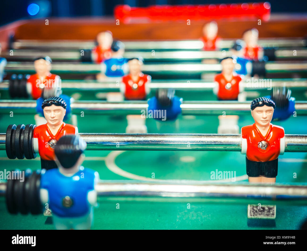 table football soccer game kicker . Cropped image of foosball. table ...