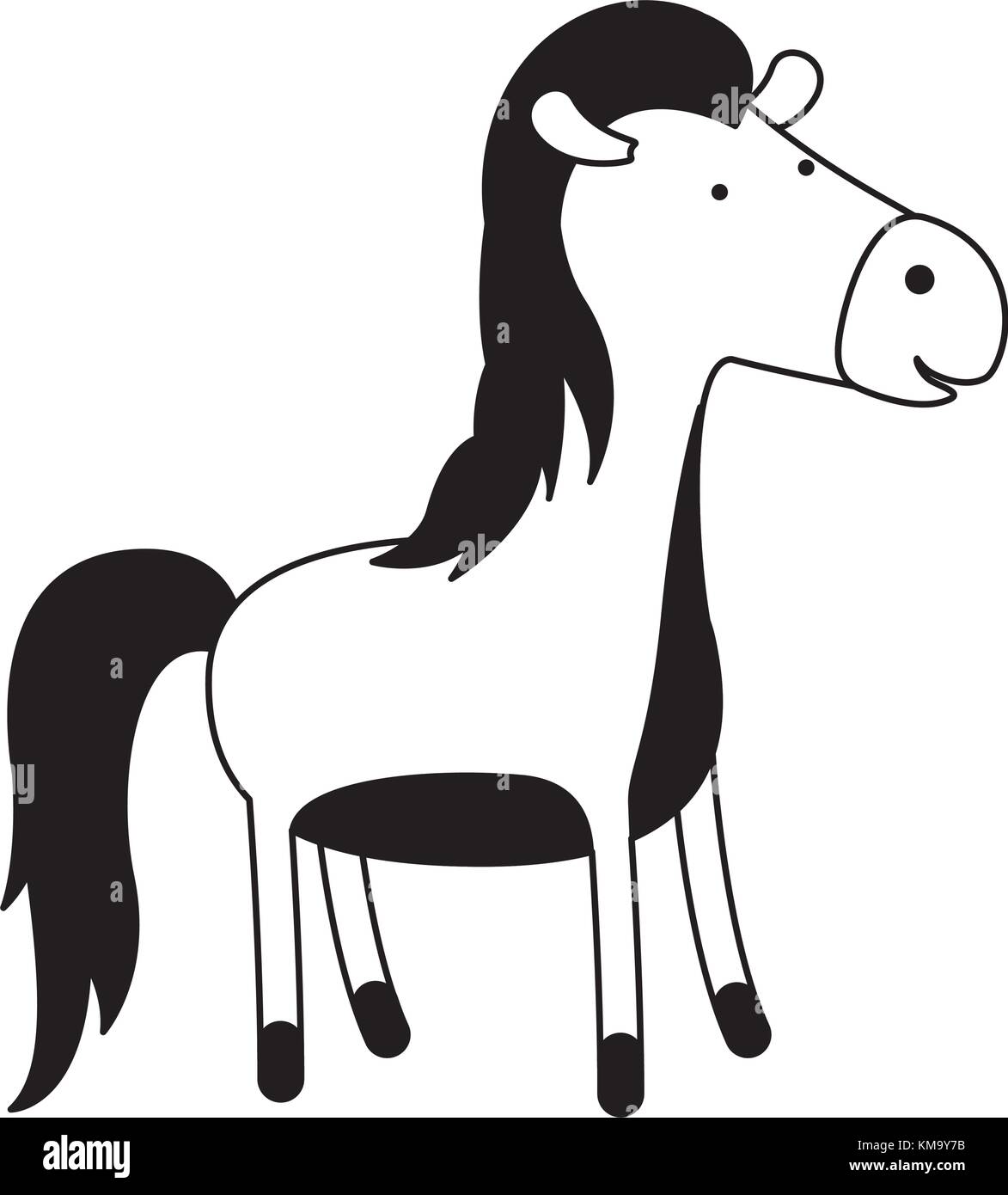 horse cartoon black silhouette in white background Stock Vector Image ...