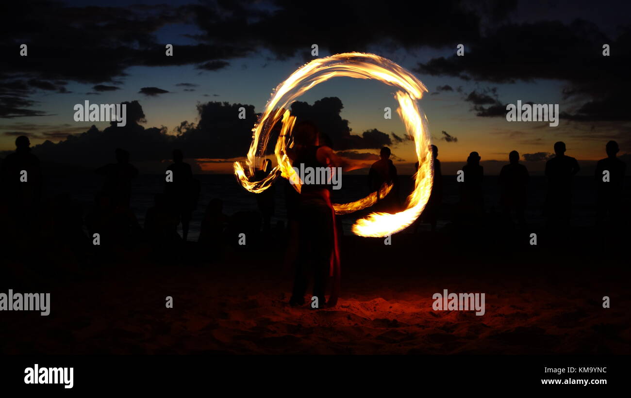 Fire dance Little Beach Maui Stock Photo - Alamy