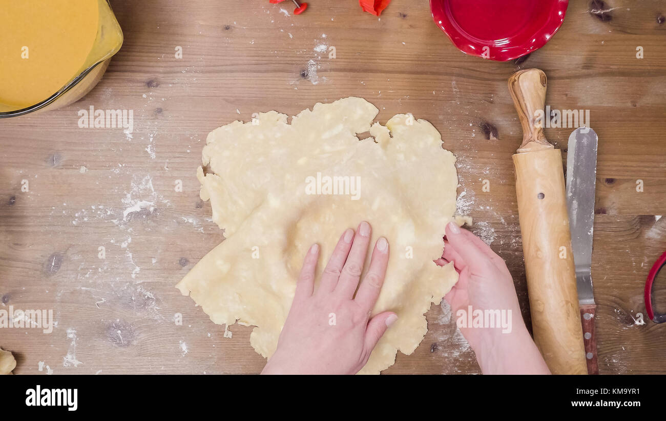 Step by step. Making pie crust from scratch to bake pumpkin pie Stock ...