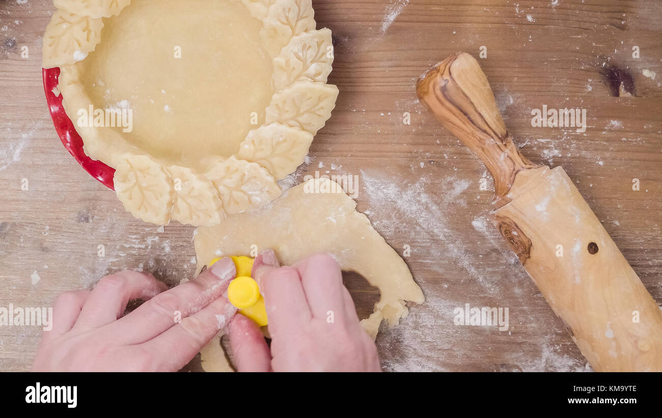Step by step. Making pie crust from scratch to bake pumpkin pie Stock ...