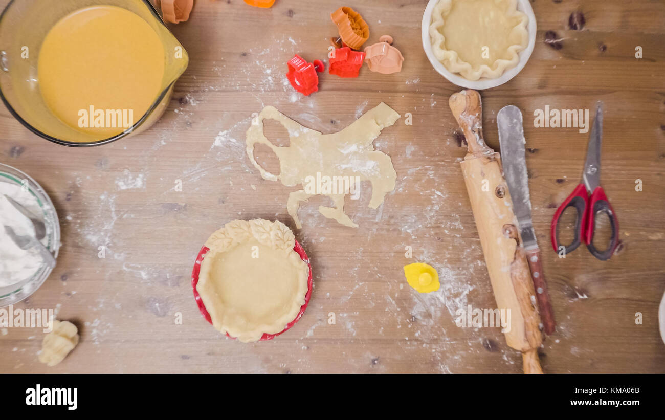 Step by step. Making pie crust from scratch to bake pumpkin pie Stock ...