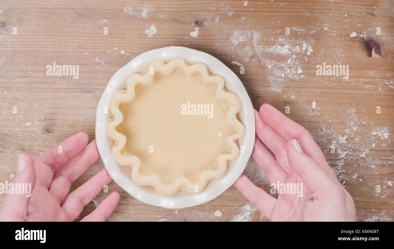 Step by step. Making pie crust from scratch to bake pumpkin pie Stock ...
