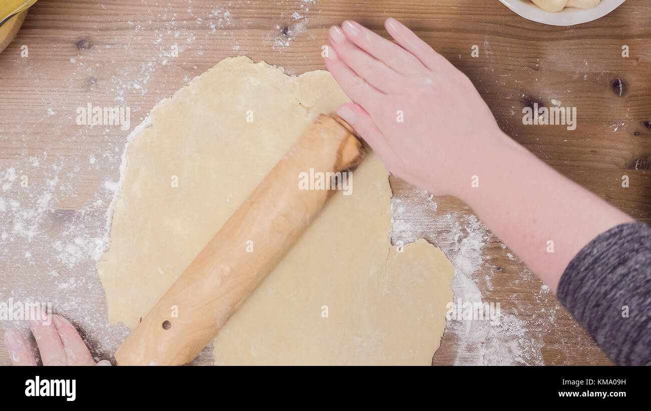 Step by step. Making pie crust from scratch to bake pumpkin pie Stock ...