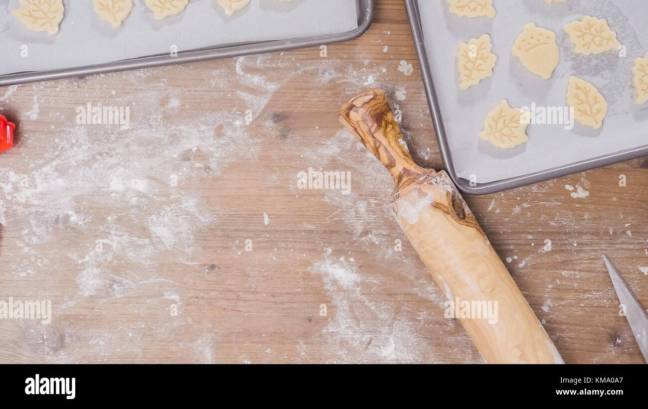 Step by step. Making pie crust from scratch to bake pumpkin pie Stock ...