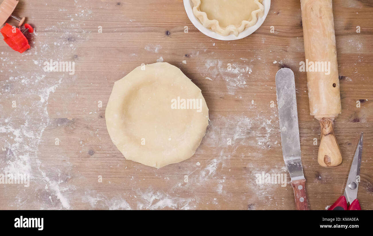 Step by step. Making pie crust from scratch to bake pumpkin pie Stock ...