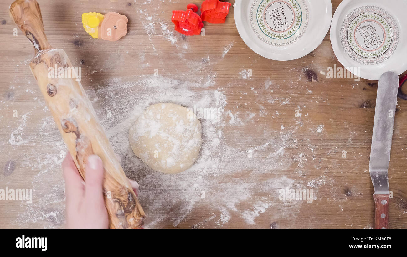 Step by step. Making pie crust from scratch to bake pumpkin pie Stock ...