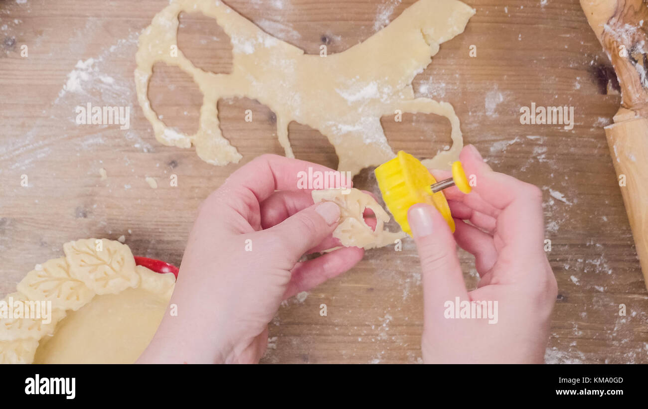 Step by step. Making pie crust from scratch to bake pumpkin pie Stock ...