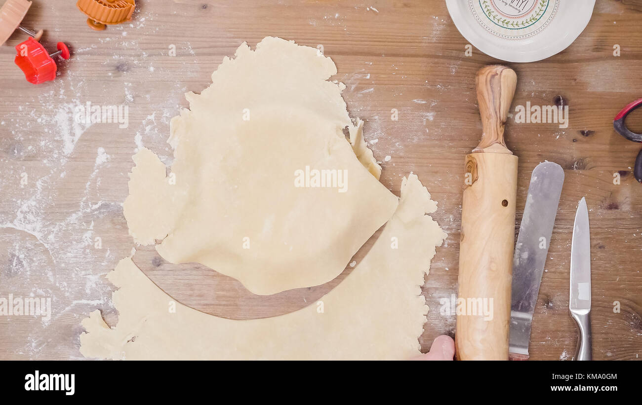 Step by step. Making pie crust from scratch to bake pumpkin pie Stock ...