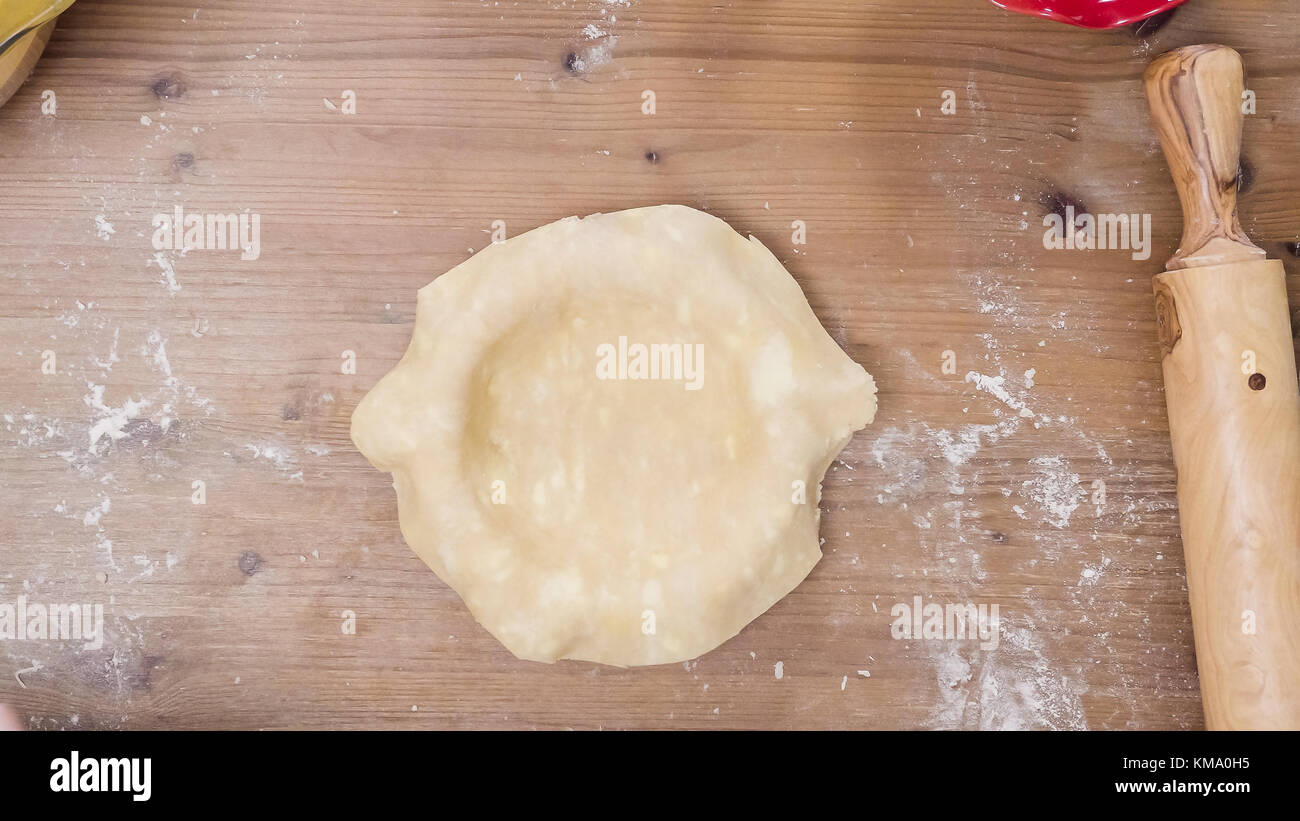 Step by step. Making pie crust from scratch to bake pumpkin pie Stock ...