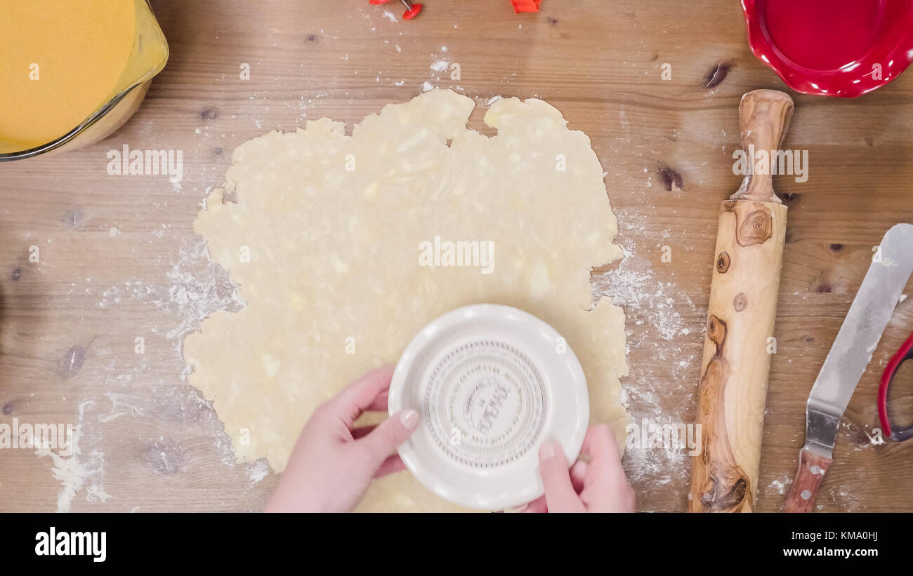 Step by step. Making pie crust from scratch to bake pumpkin pie Stock ...