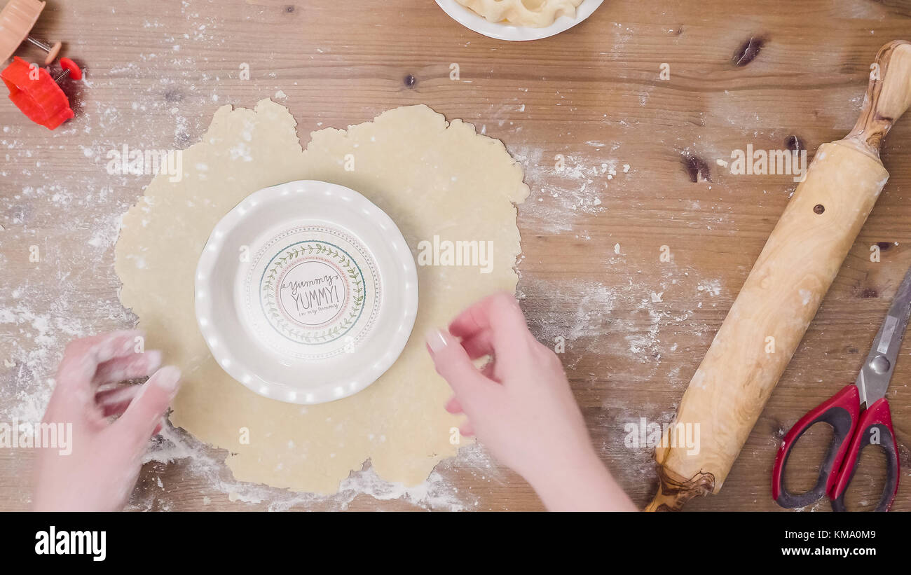 Step by step. Making pie crust from scratch to bake pumpkin pie Stock ...