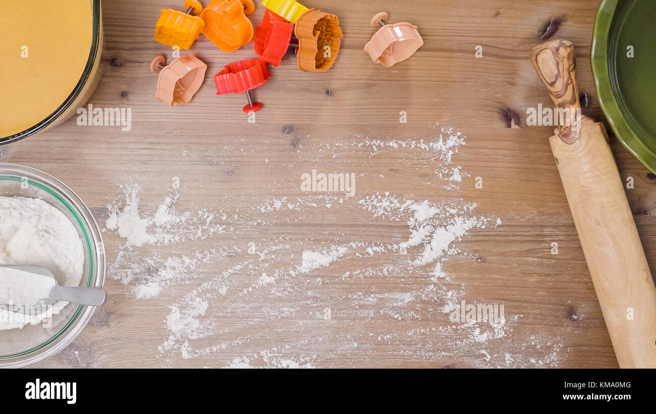 Step by step. Making pie crust from scratch to bake pumpkin pie Stock ...