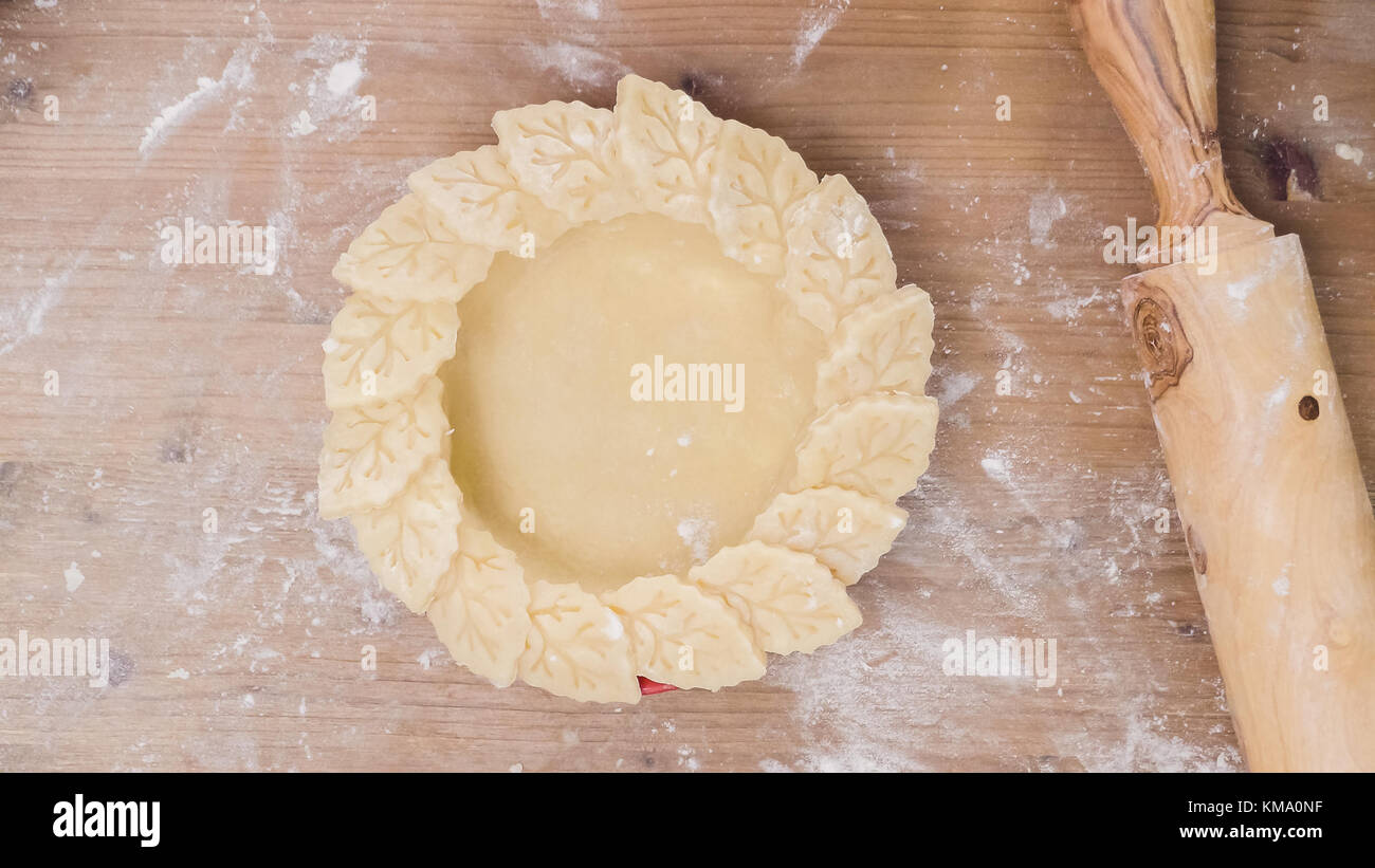 Step by step. Making pie crust from scratch to bake pumpkin pie Stock ...