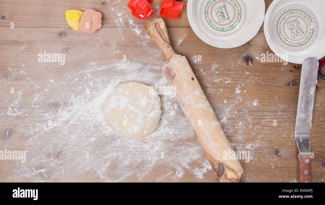 Step by step. Making pie crust from scratch to bake pumpkin pie Stock ...