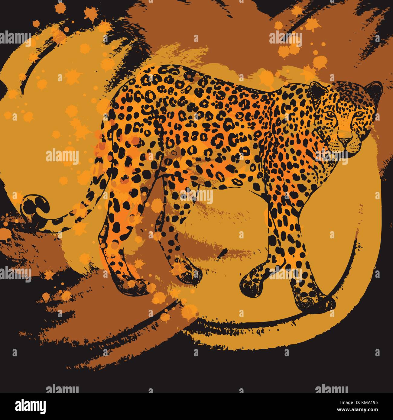 Hand drawn sketch style leopard. Isolated vector illustration Stock ...