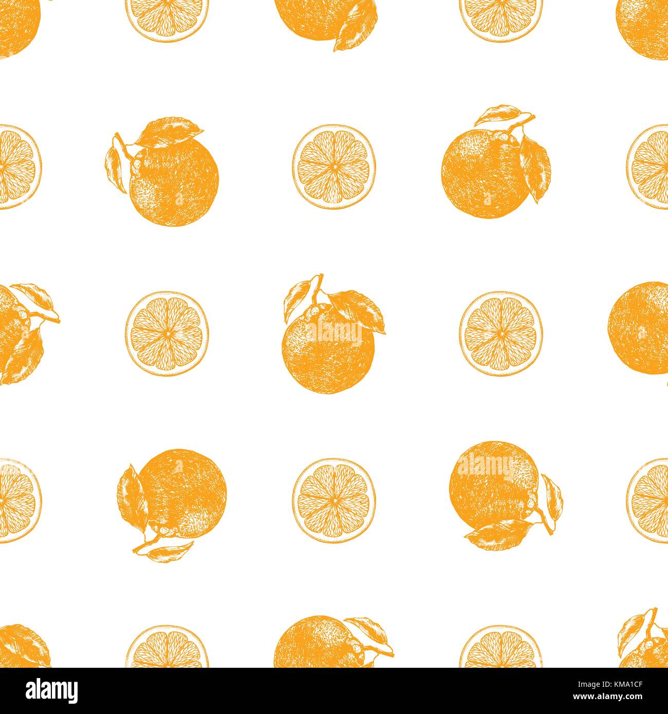 Seamless pattern of hand drawn sketch style mandarin oranges. Vector ...