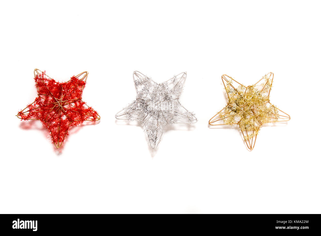 Three decorative christmas stars isolated on a white background Stock ...