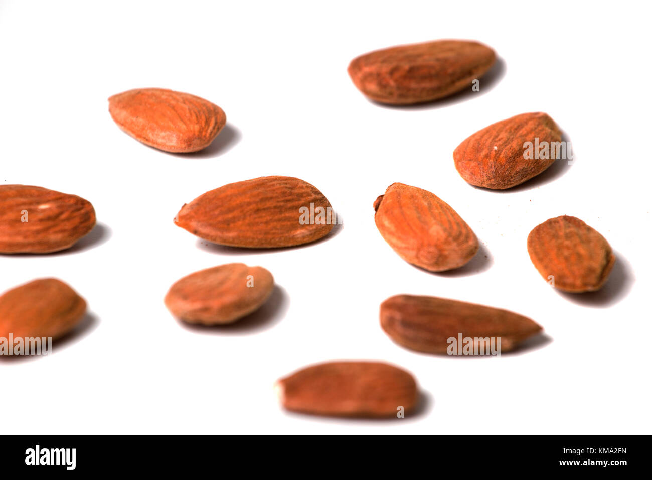 Sweet almond drupes isolated on a white background Stock Photo - Alamy