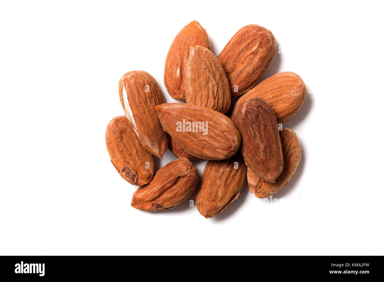 Sweet almond drupes isolated on a white background Stock Photo - Alamy