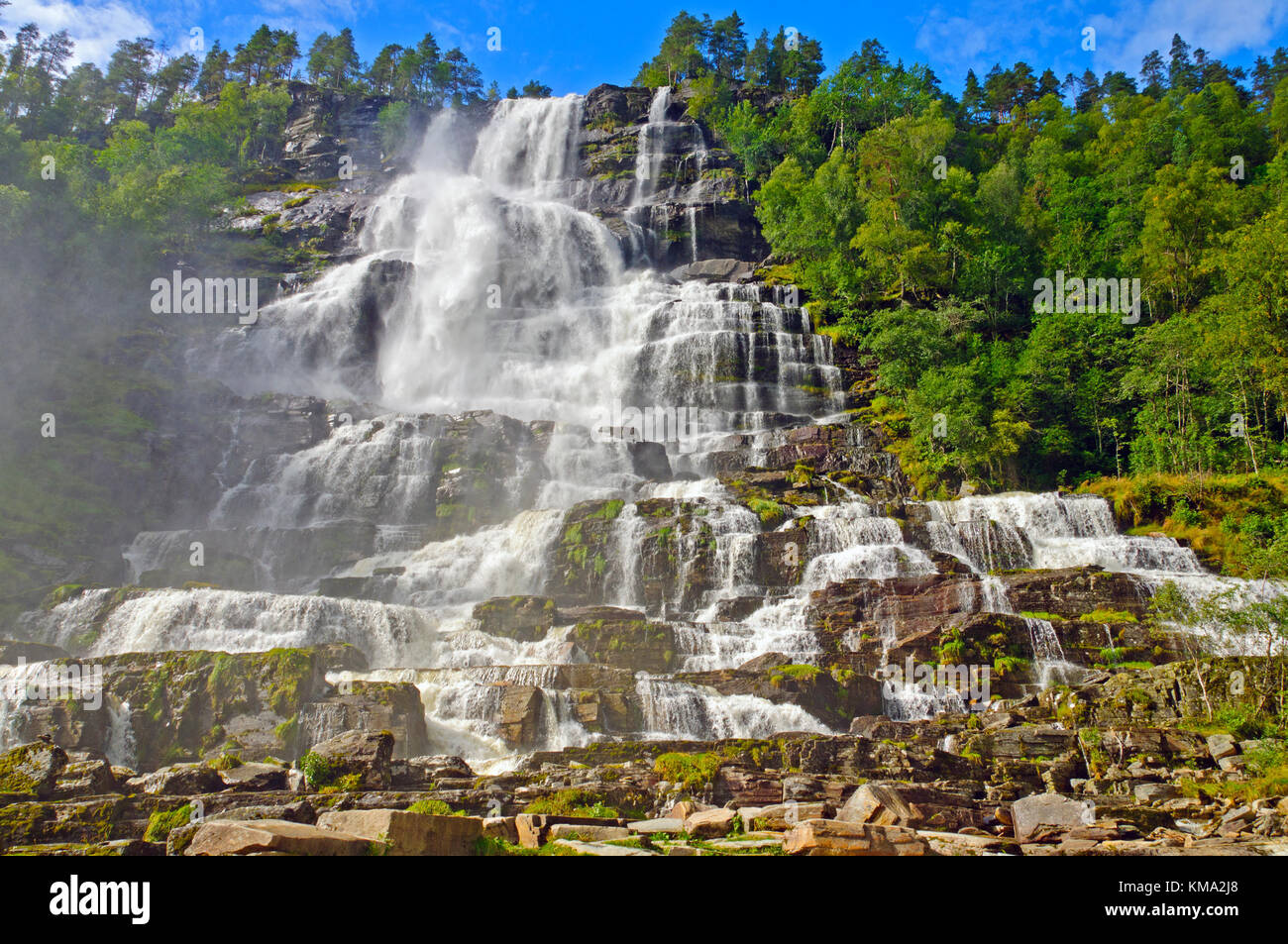 The Tvindefossen waterfall near Voss, Norway Stock Photo - Alamy