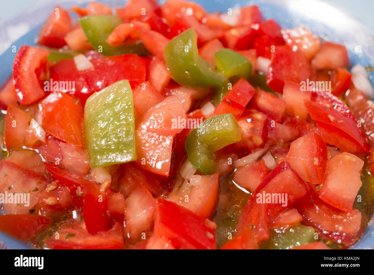 Traditional Portuguese rustic tomato salad with bell pepper Stock Photo ...