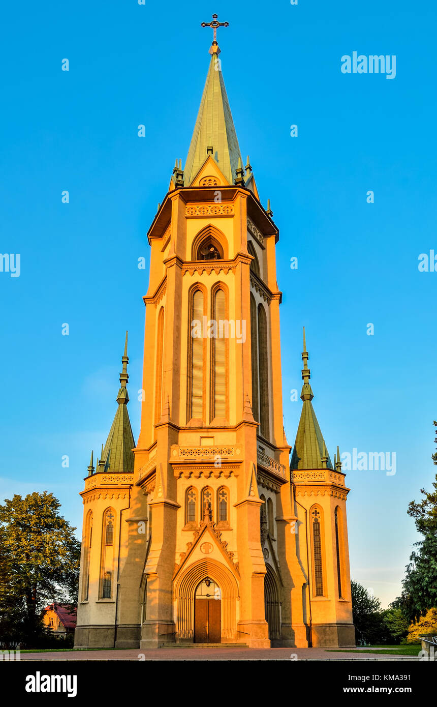Beautiful historic church. Parish of the Blessed Trinity in Wilamowice ...
