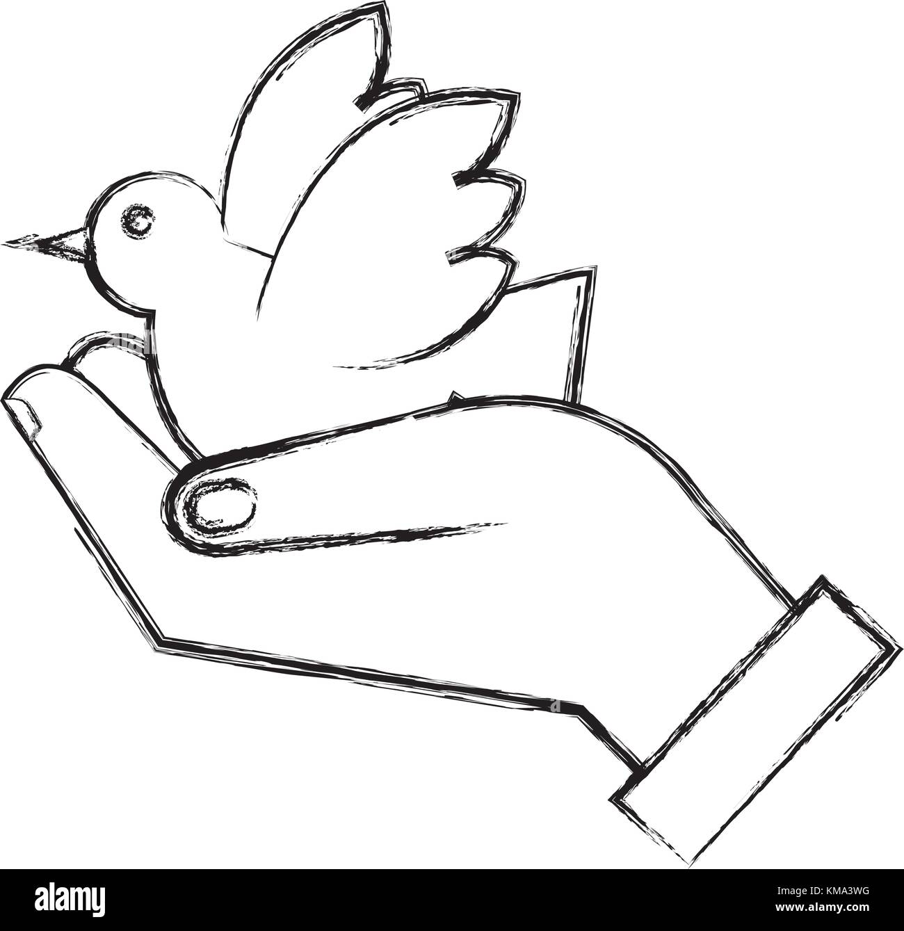 hand with peace dove vector illustration design Stock Vector Image ...