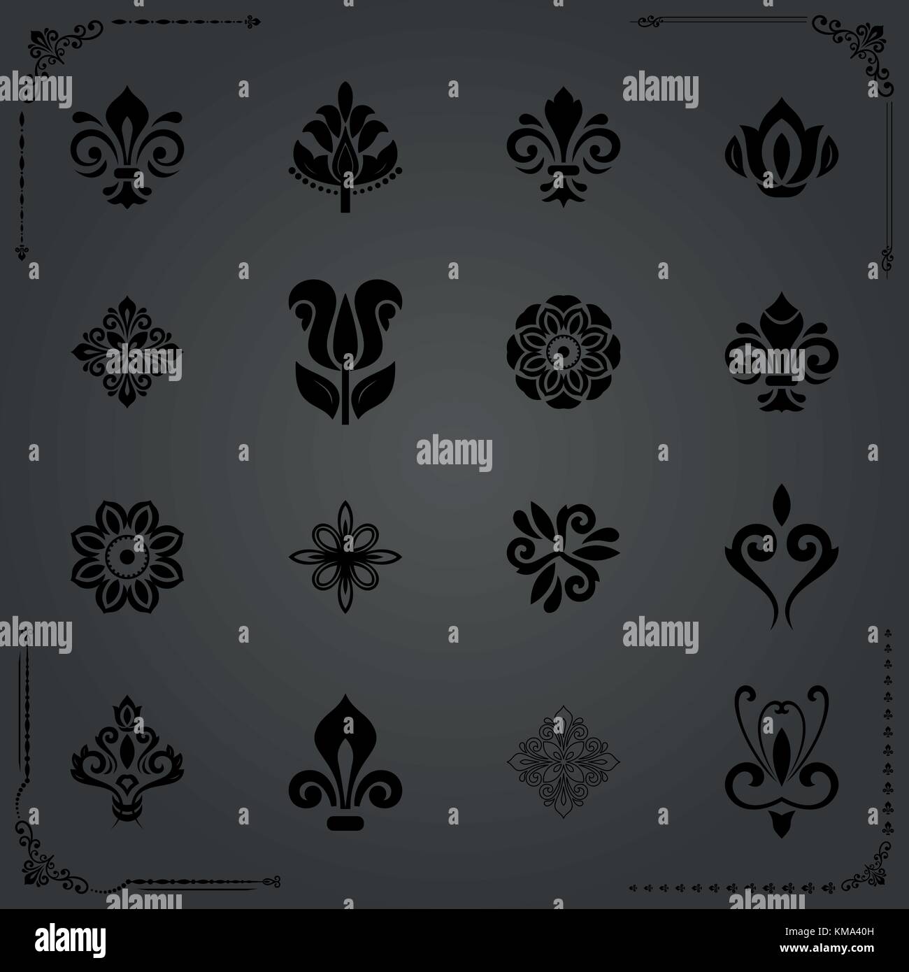 Vintage Set of Vector Round Elements Stock Vector Image & Art - Alamy
