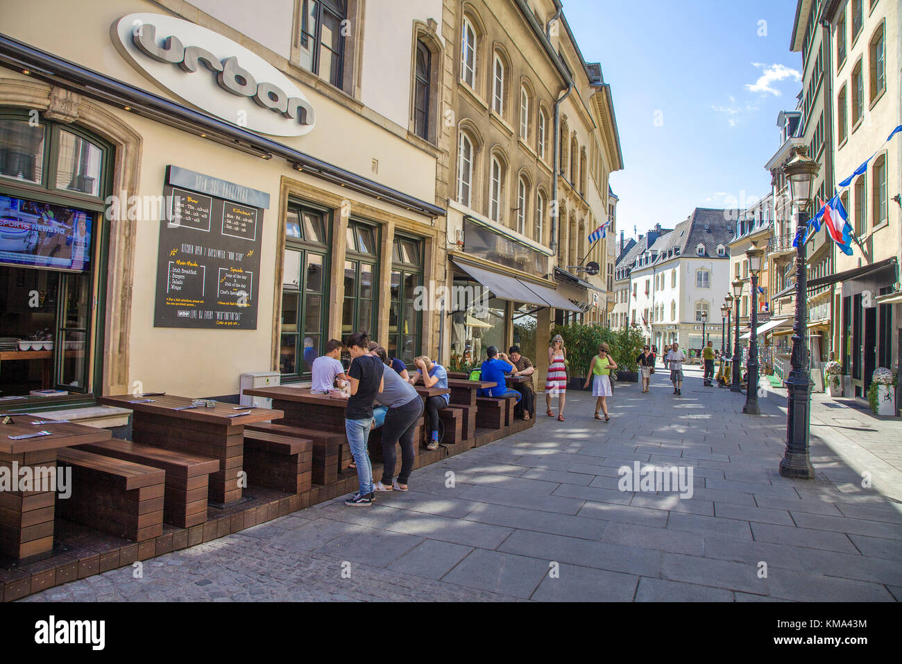 Street coffee shop at the city, Luxembourg-city, Luxembourg, Europe ...