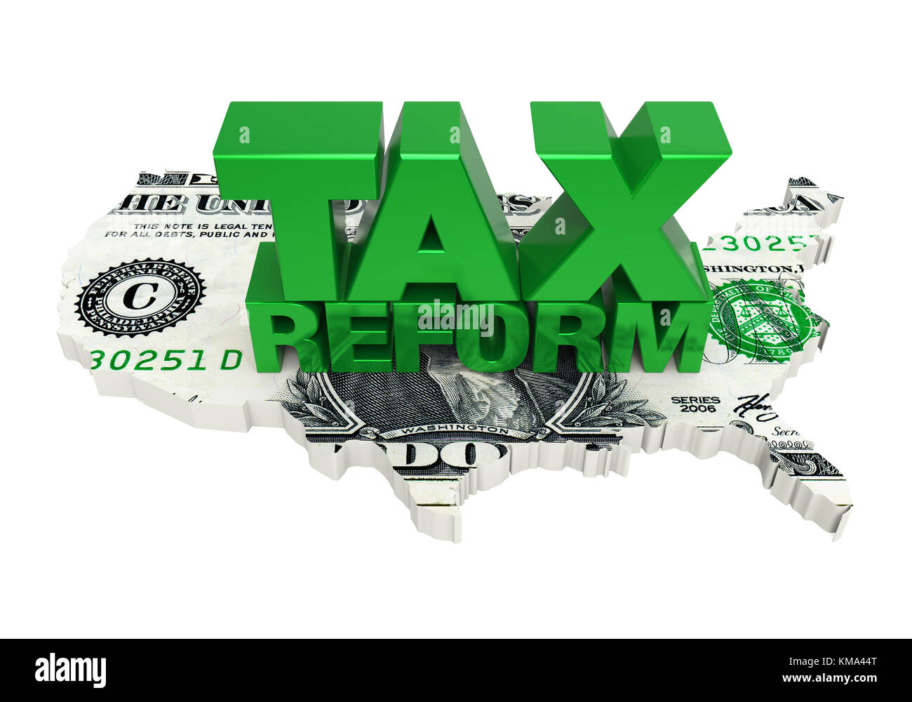 Tax Reform with United States Map Dollar Stock Photo - Alamy