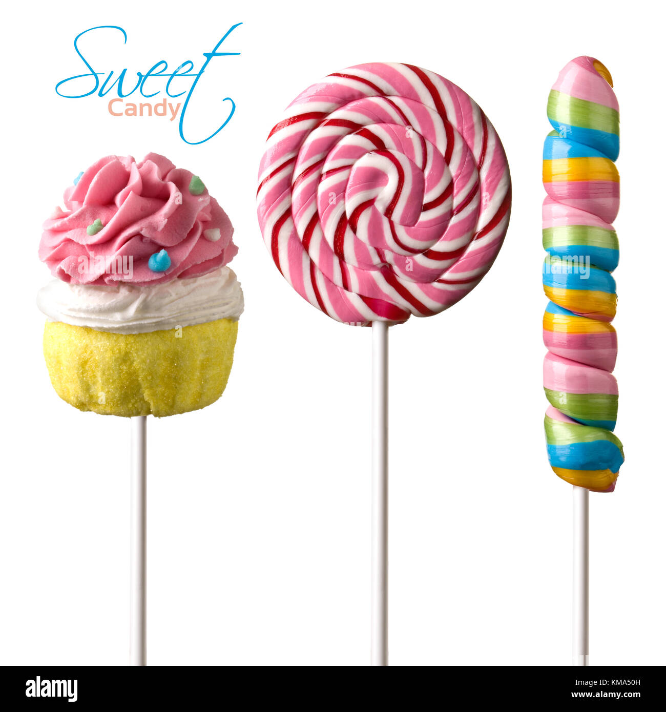 retro style colorful lollipop on white background Stock Photo - Alamy