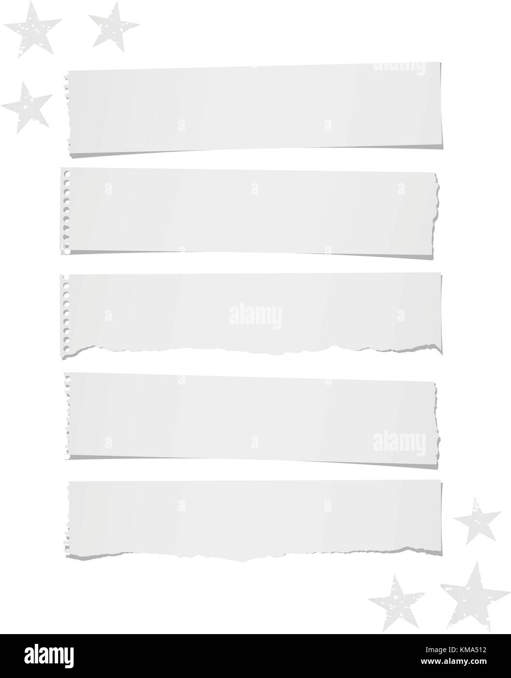 Ripped blank note, notebook paper strips for text or message stuck on ...