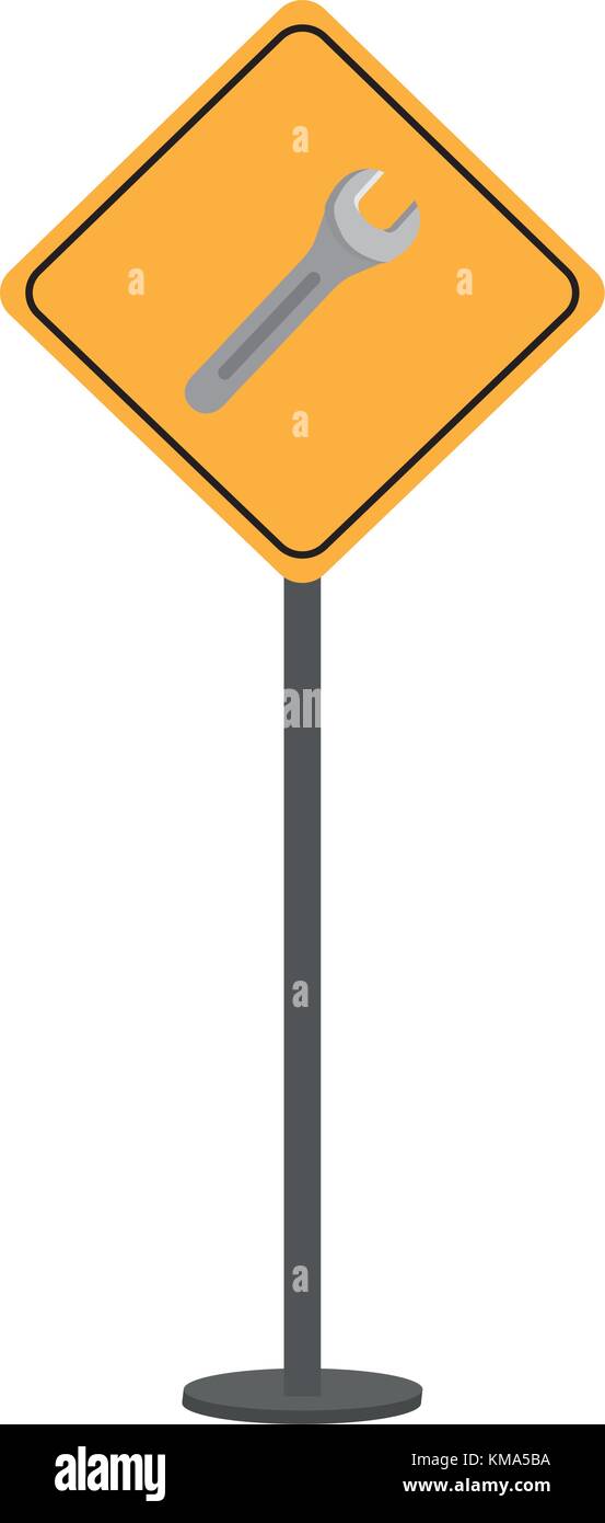construction caution signal with wrench vector illustration design ...