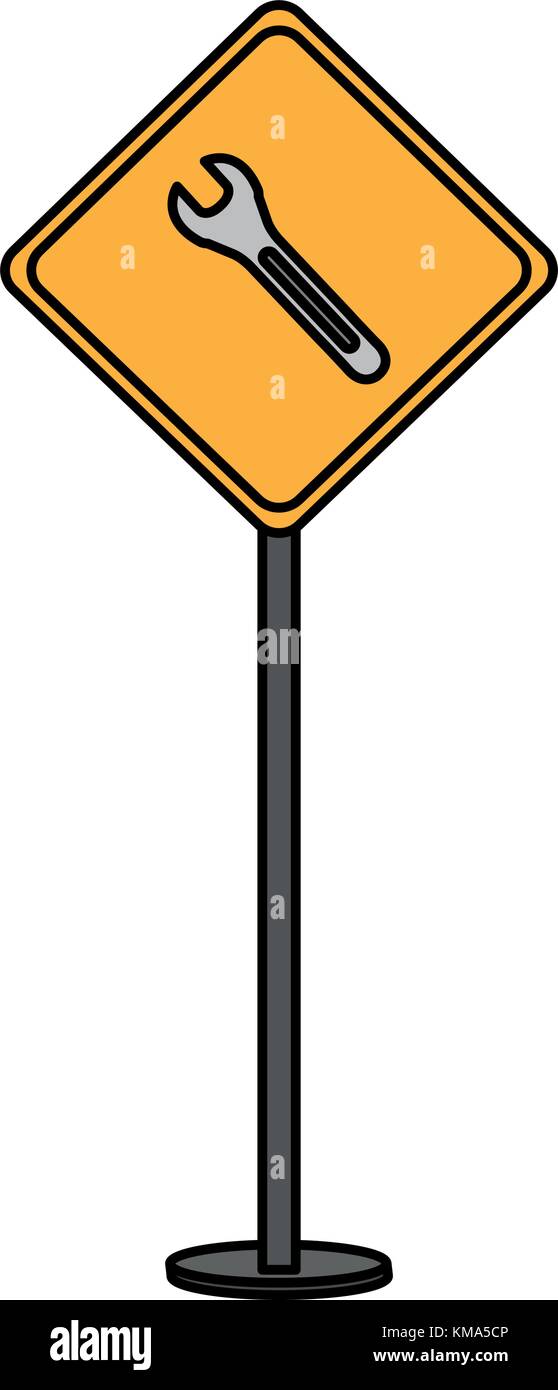 construction caution signal with wrench vector illustration design ...