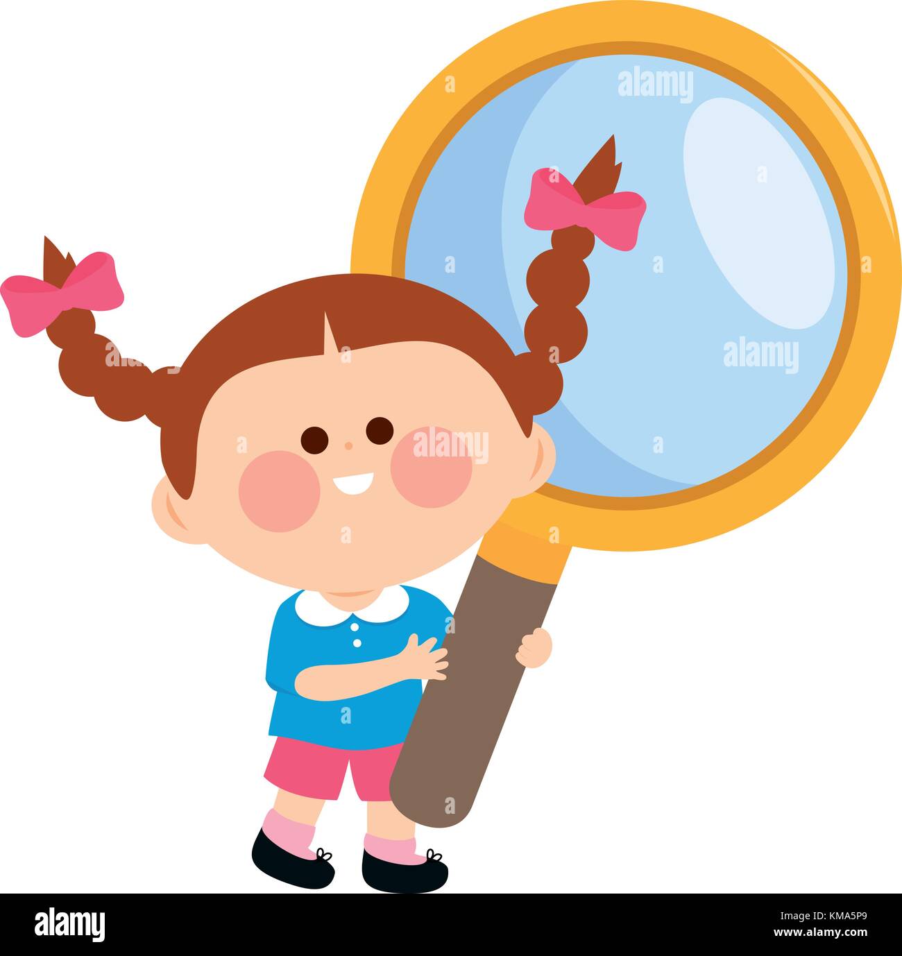 School child magnifying glass Stock Vector Images - Alamy