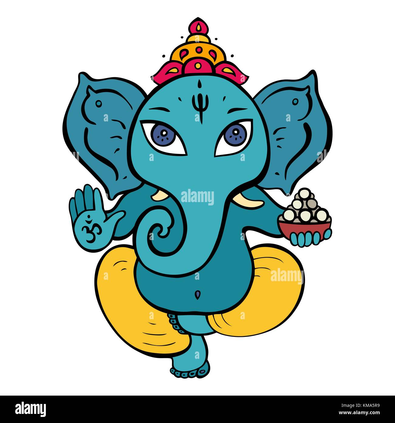 Hindu God Ganesha. Hand drawn tribal style. Vector illustration Stock ...