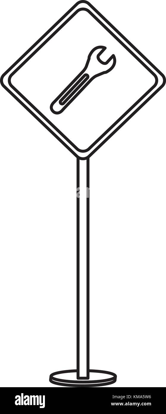construction caution signal with wrench vector illustration design ...