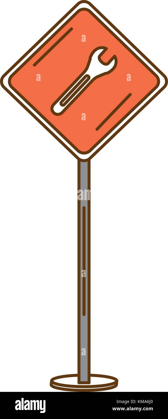 construction caution signal with wrench vector illustration design ...