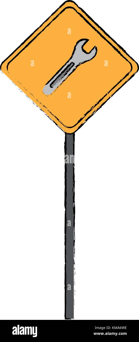 construction caution signal with wrench vector illustration design ...