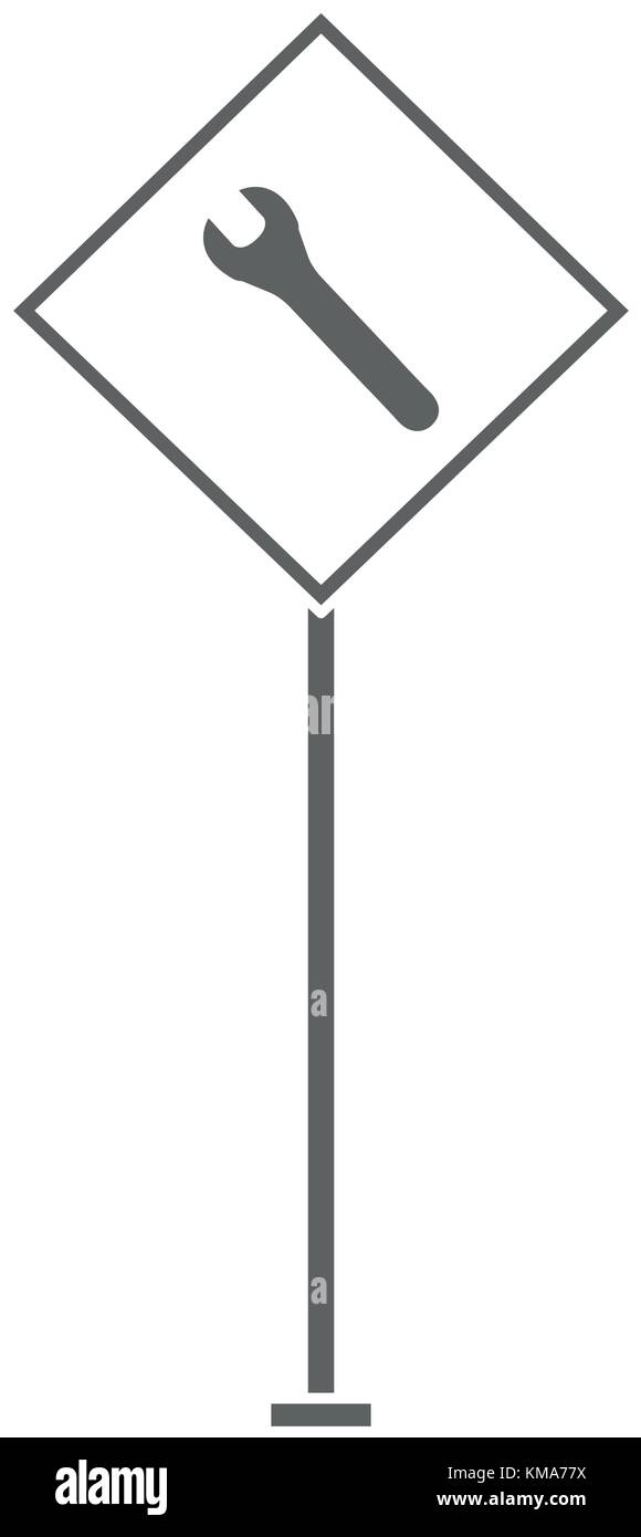 construction caution signal with wrench vector illustration design ...