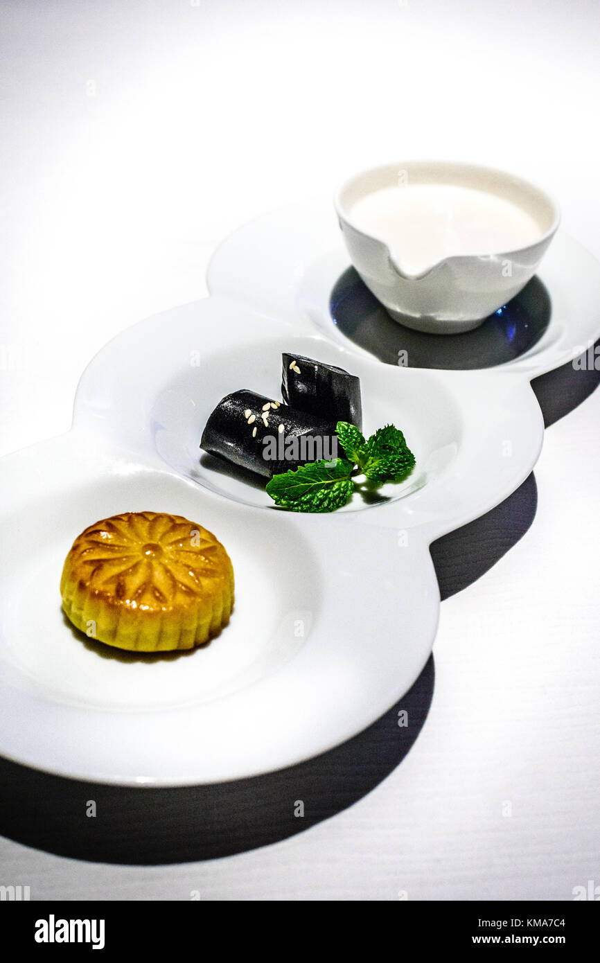 Dessert combo Sweetened almond cream with egg white Sweetened black ...