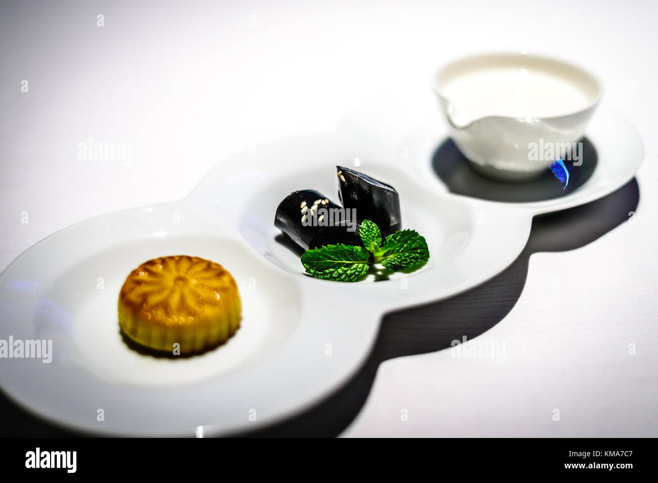 Dessert combo Sweetened almond cream with egg white Sweetened black ...